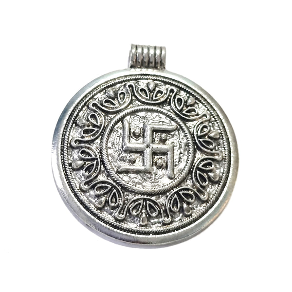 Per Piece Swastik Pendants Large Size, Silver Oxidized, size about 48x ...