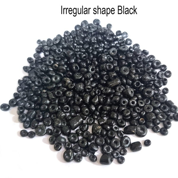 100 Grams pkg. Black Irregular Shape Glass seed beads Old/Vintage ...