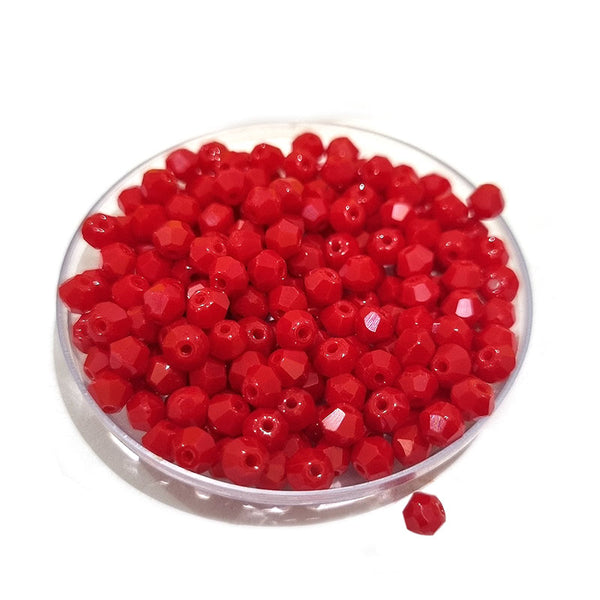500 PCS BEADS RED OPAQUE CRYSTAL GLASS 4 MM SOLID RED CRYSTAL GLASS BE ...