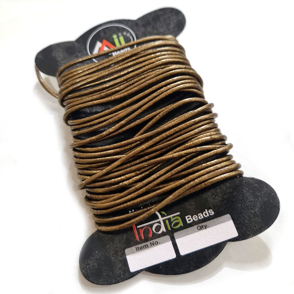 5 meters leather threads 2mm size bronze color metallic – Madeinindia Beads