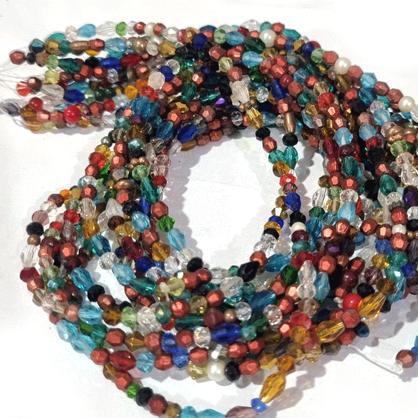 SALE ! 12 STRINGS/LINES OF 15 INCHES MIX CRYSTAL Glass and Acrylic BEA ...