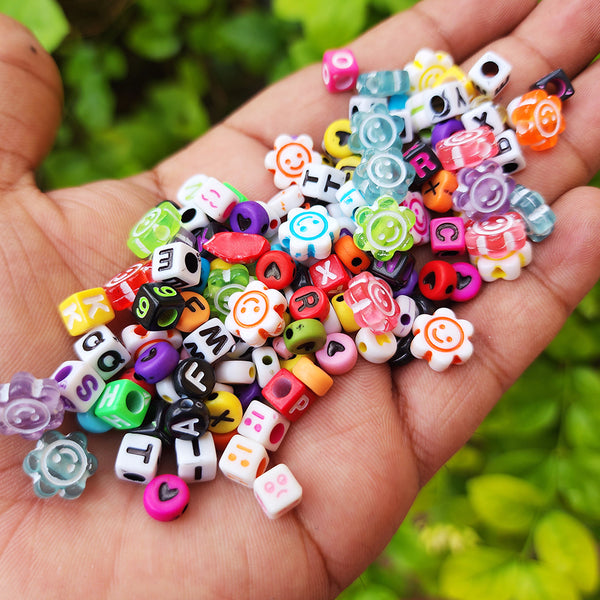 100 PIECES PACK' ASSORTMENT OF CUTE ACYLIC BEADS USED IN DIY JEWELLERY ...