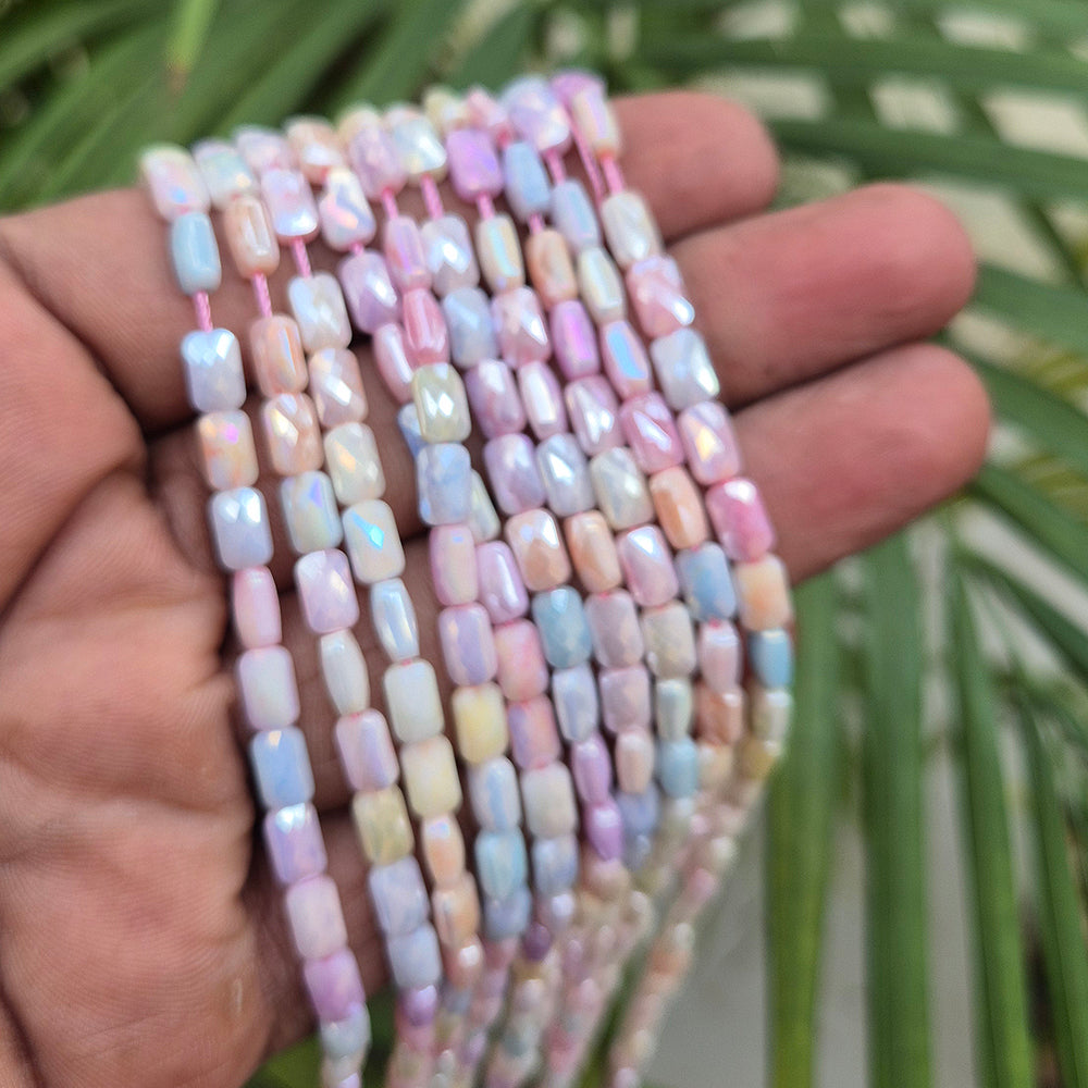High quality quartz beads multi colour, oblong Flat Faceted shape, siz ...