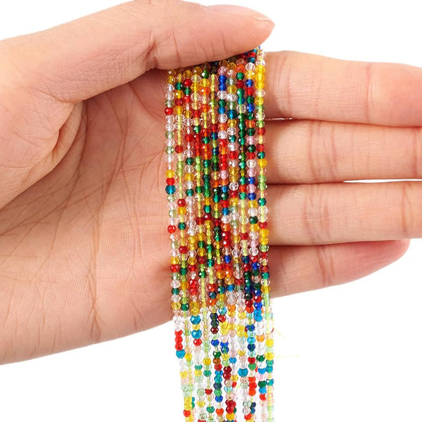 5 LINES PACK' 2 MM MINI HYDRO MULTI BEADS' 14-15 INCHES LONG ...