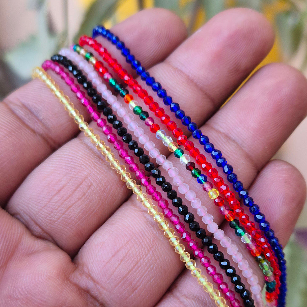 5 LINES MIX PACK' 2 MM MINI HYDRO BEADS' 14-15 INCHES LONG ...