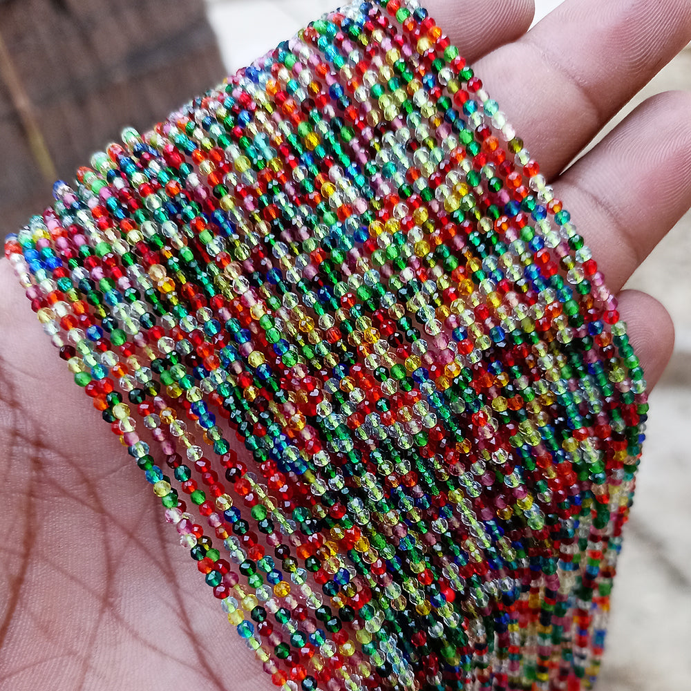 5 LINES PACK' 2 MM MINI HYDRO MULTI BEADS' 14-15 INCHES LONG ...