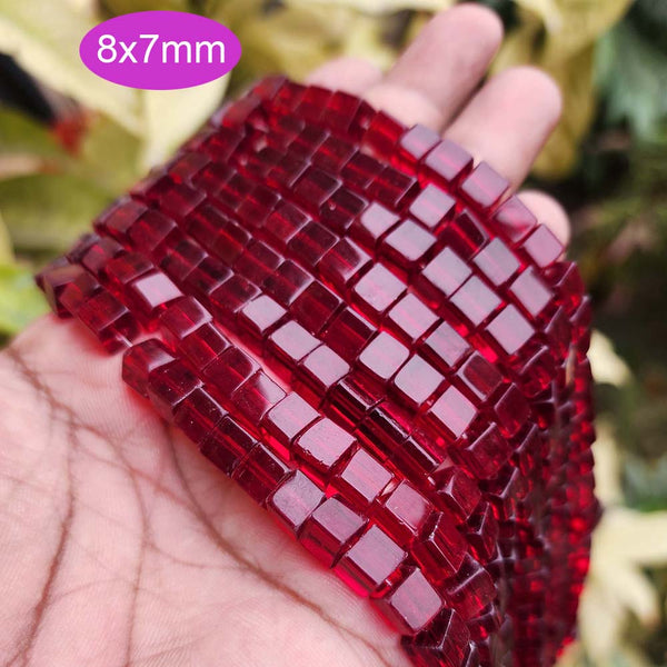 1 String/Line Crystal Fire Polished Glass Beads Cube Shape ...