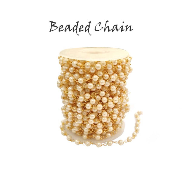5 Meters and 10 Meters Pkg. 4mm Bead Size' Lot Beaded Pearl Chain for ...
