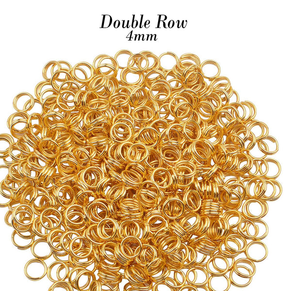 1000 PCS PACK, 4MM SIZE, GOLD PLATED DOUBLE RING JUMP RING ...