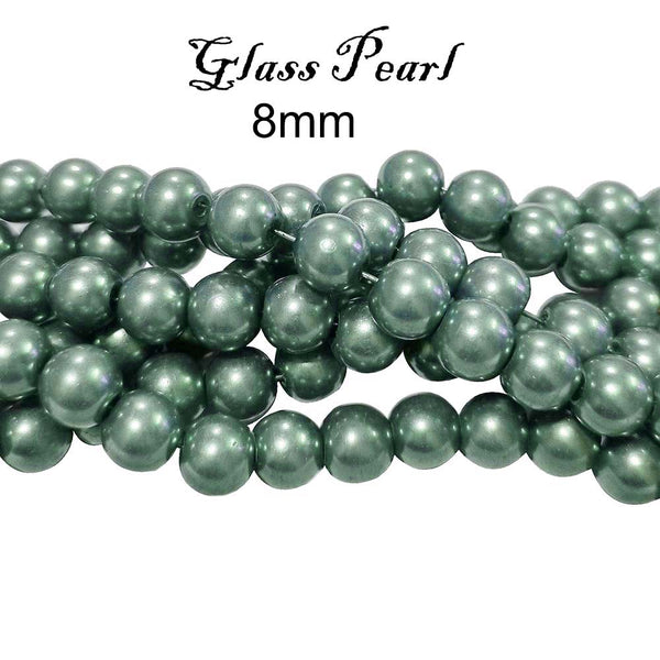 8MM ROUND, GLASS PEARL ROUND BEAD STRANDS HIGH QUALITY TRIPLE QUOTED ...