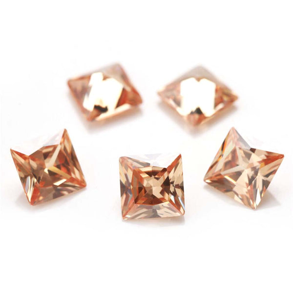 50 PIECES PACK' Square Shape Princess Cut 5A Champagne Zirconia Stone ...