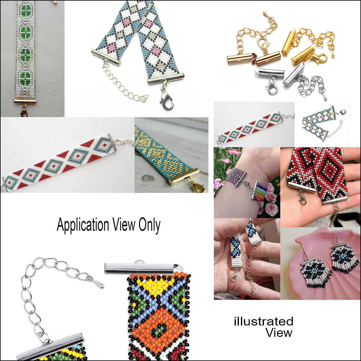 20 PCS, SLIDER CLASP FOR BEAD LOOMS, SLIDE TUBE END BAR FINDING FOR SE ...