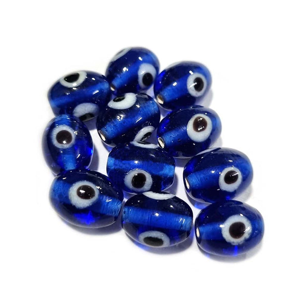 20/pcs pkg. evil eye nazar beads oval shape blue color – Madeinindia Beads