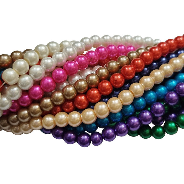 10 LONG STRAND/LINE 6MM Mix 10 COLORs GLASS PEARL BEADS FOR JEWELRY MA ...