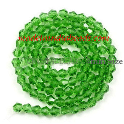 500 Pcs Beads Green Crystal 4mm Crystal Bi-Cone faceted glass beads ...